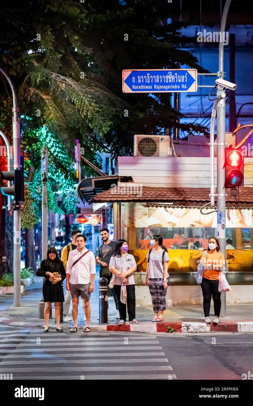 Silom road bangkok pedestrians hi-res stock photography and images - Alamy