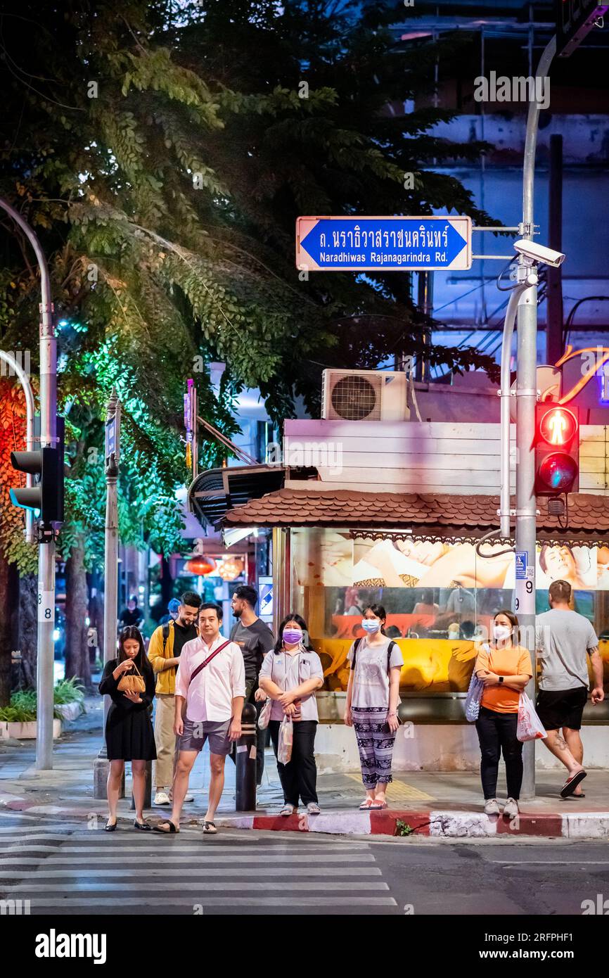 Silom road bangkok pedestrians hi-res stock photography and images - Alamy