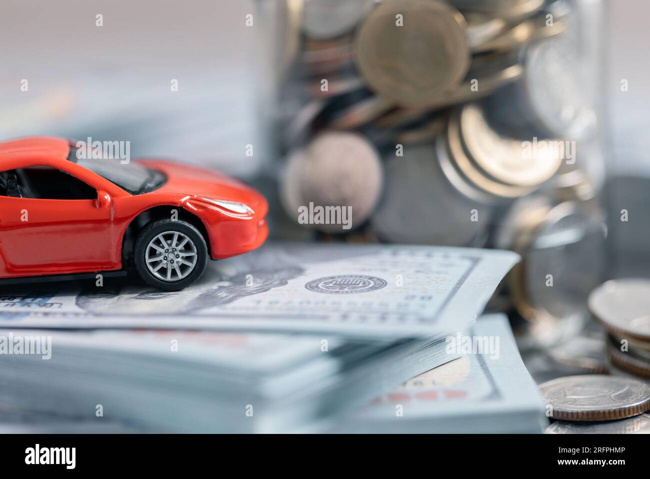 Signing a contract for the purchase of a new car, money cash, car, and ...