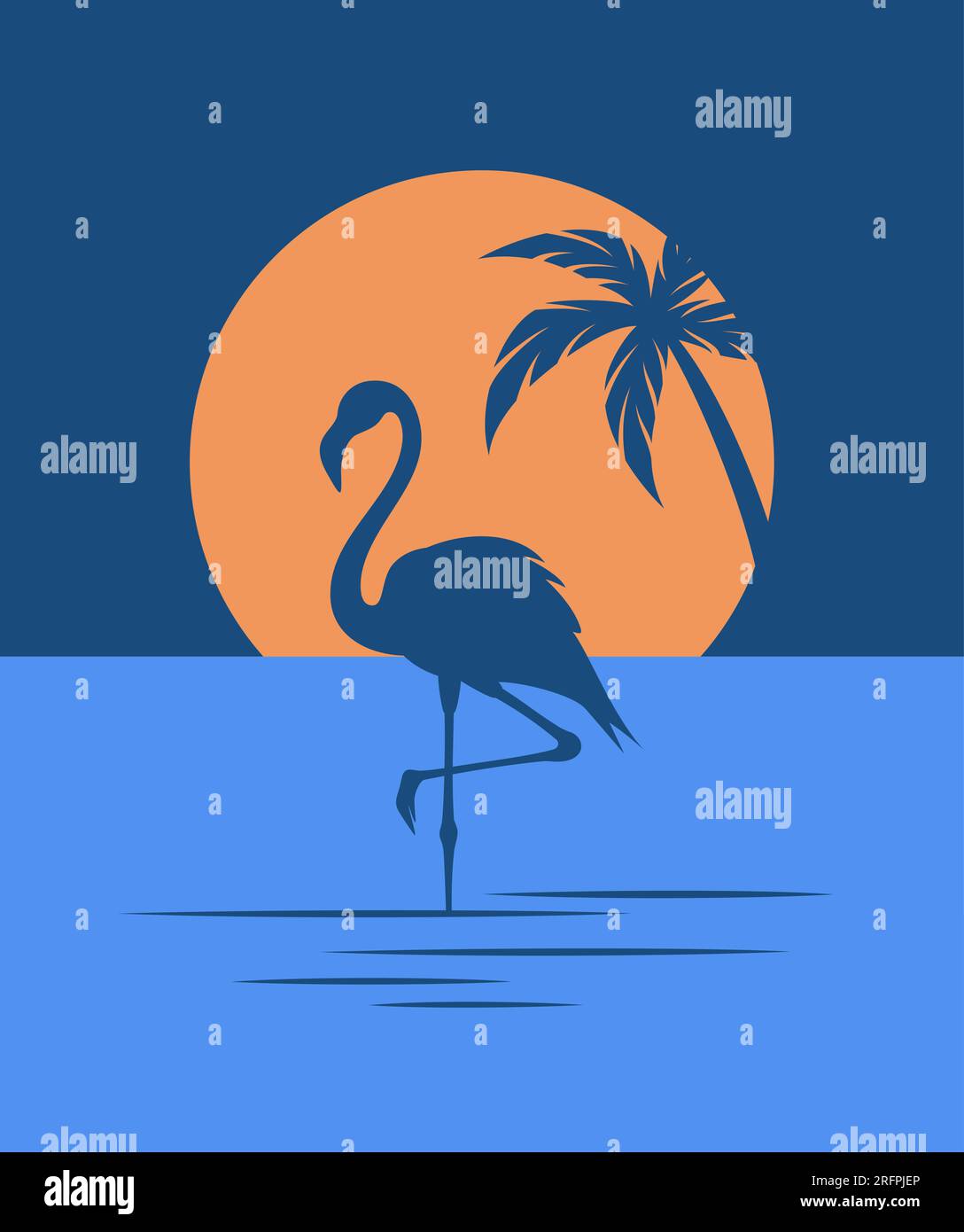 Palm tree on flamingo Stock Vector Images - Alamy