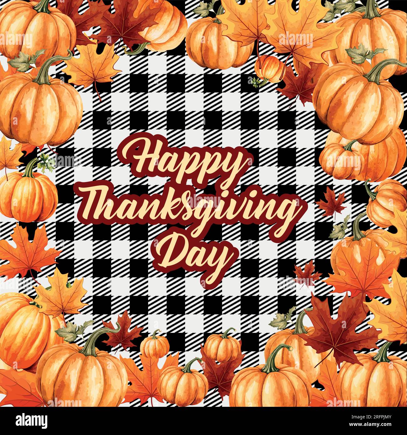 Autumn orange pumpkins on a plaid. Perfect for fall, Thanksgiving ...