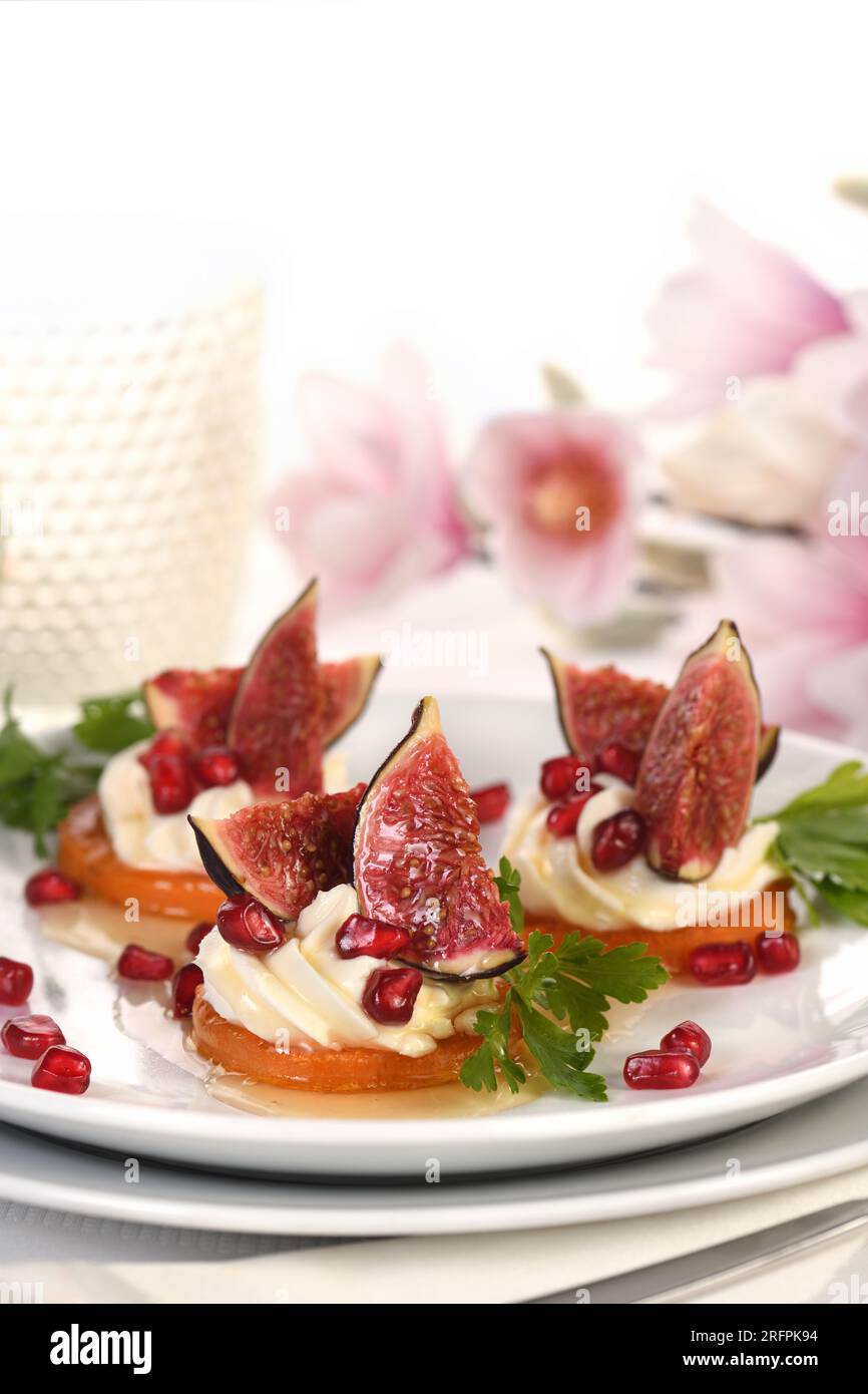 Roasted sweet potato rounds as a vegetarian snack. Perfect for a ...