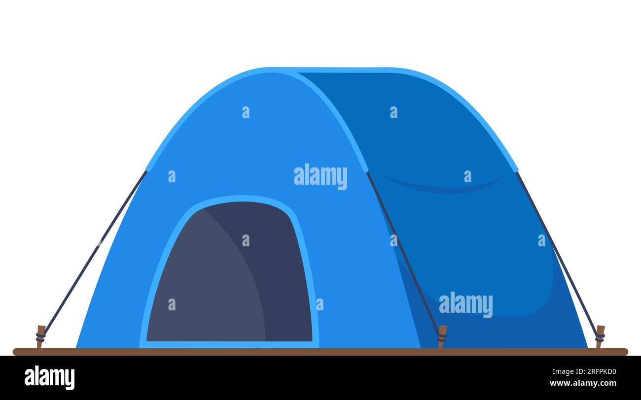 Blue travel tent for summer camp adventure. Outdoor equipment for sport ...