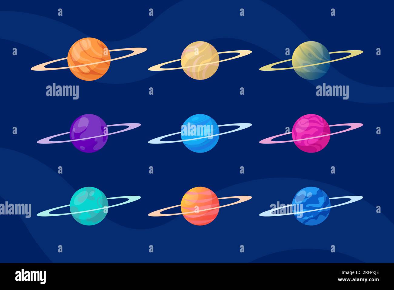 Fantastic planets icons set. Cosmic world design elements. Galaxy ...