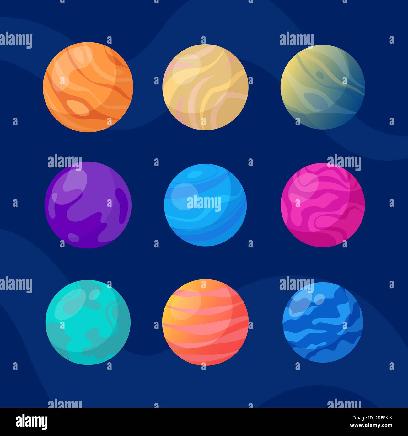 Fantastic planets icons set. Cosmic world design elements. Galaxy ...