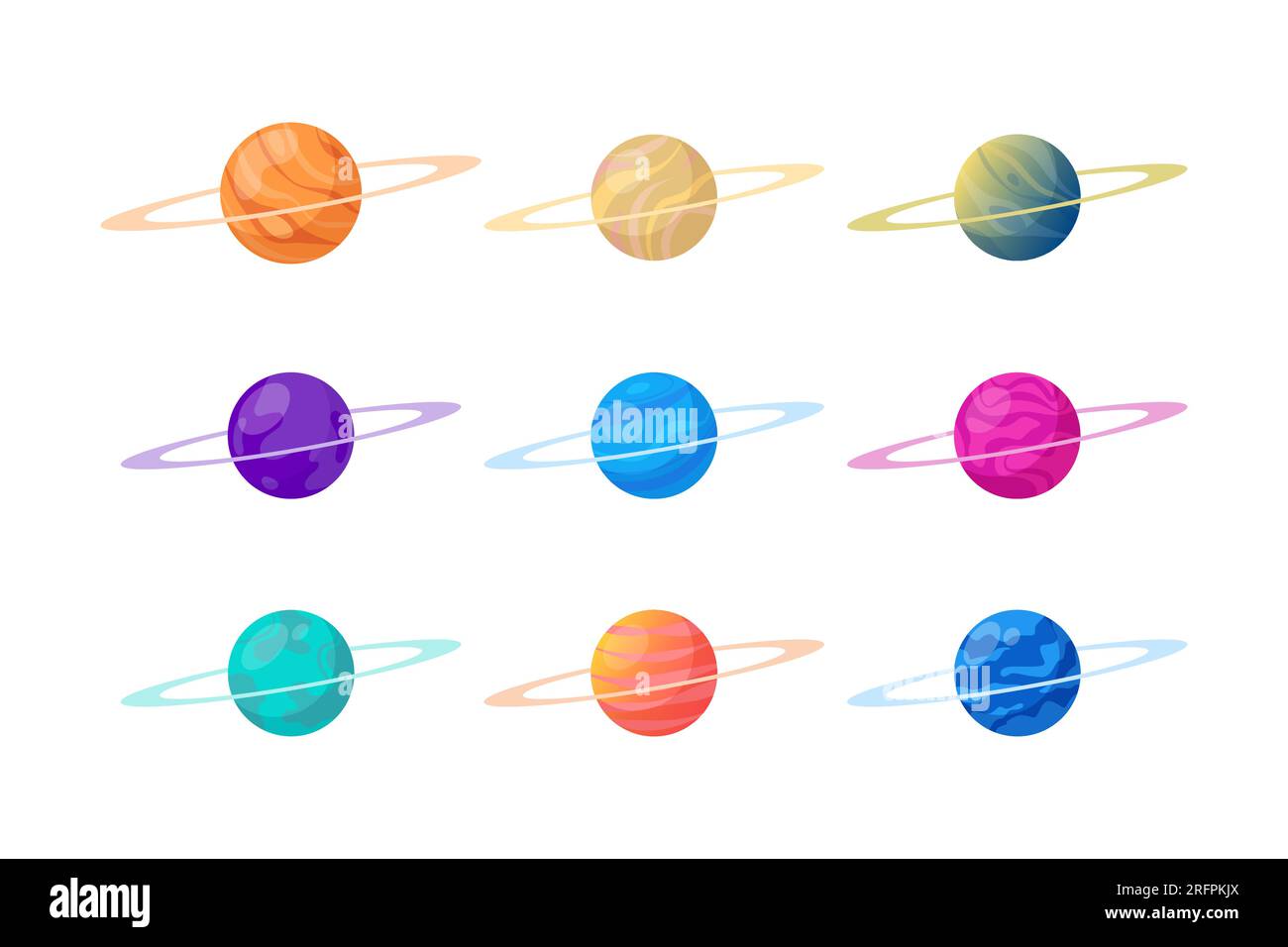 Fantastic planets icons set. Cosmic world design elements. Galaxy ...