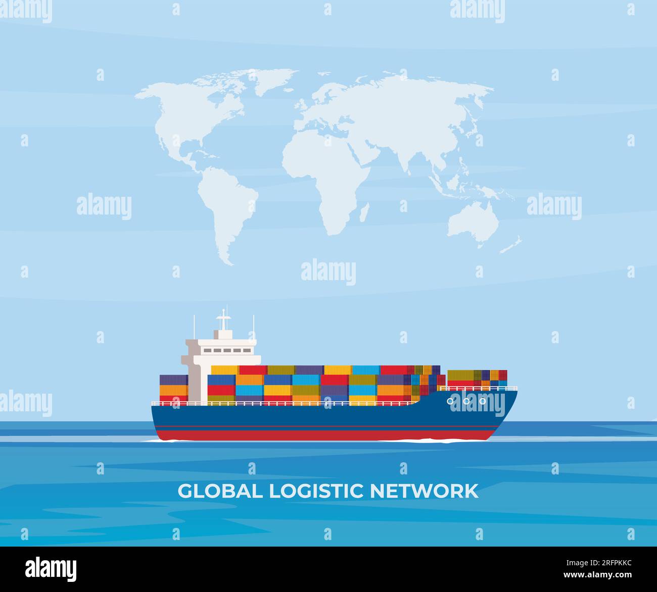 Cargo ship with containers in the ocean. Delivery, shipping freight ...