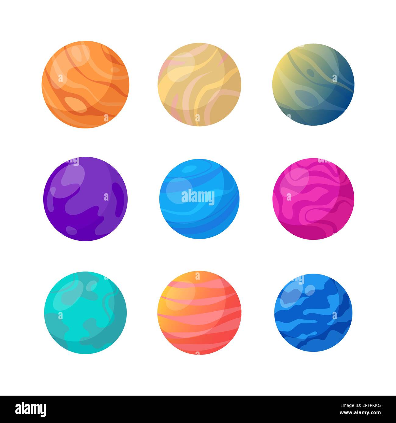 Fantastic planets icons set. Cosmic world design elements. Galaxy ...