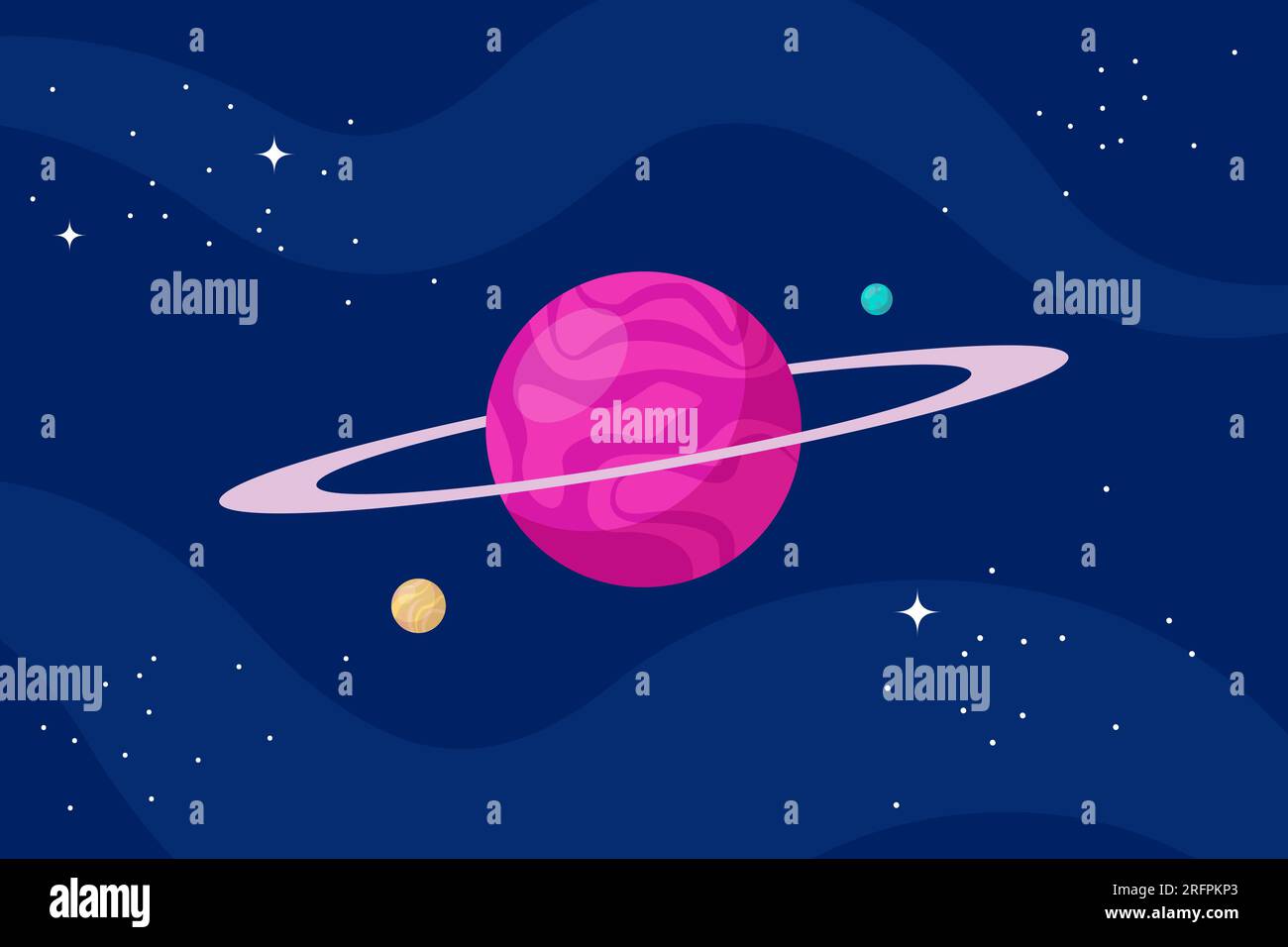 Planet globe with ring in outer space. Alien world with cosmic sphere ...