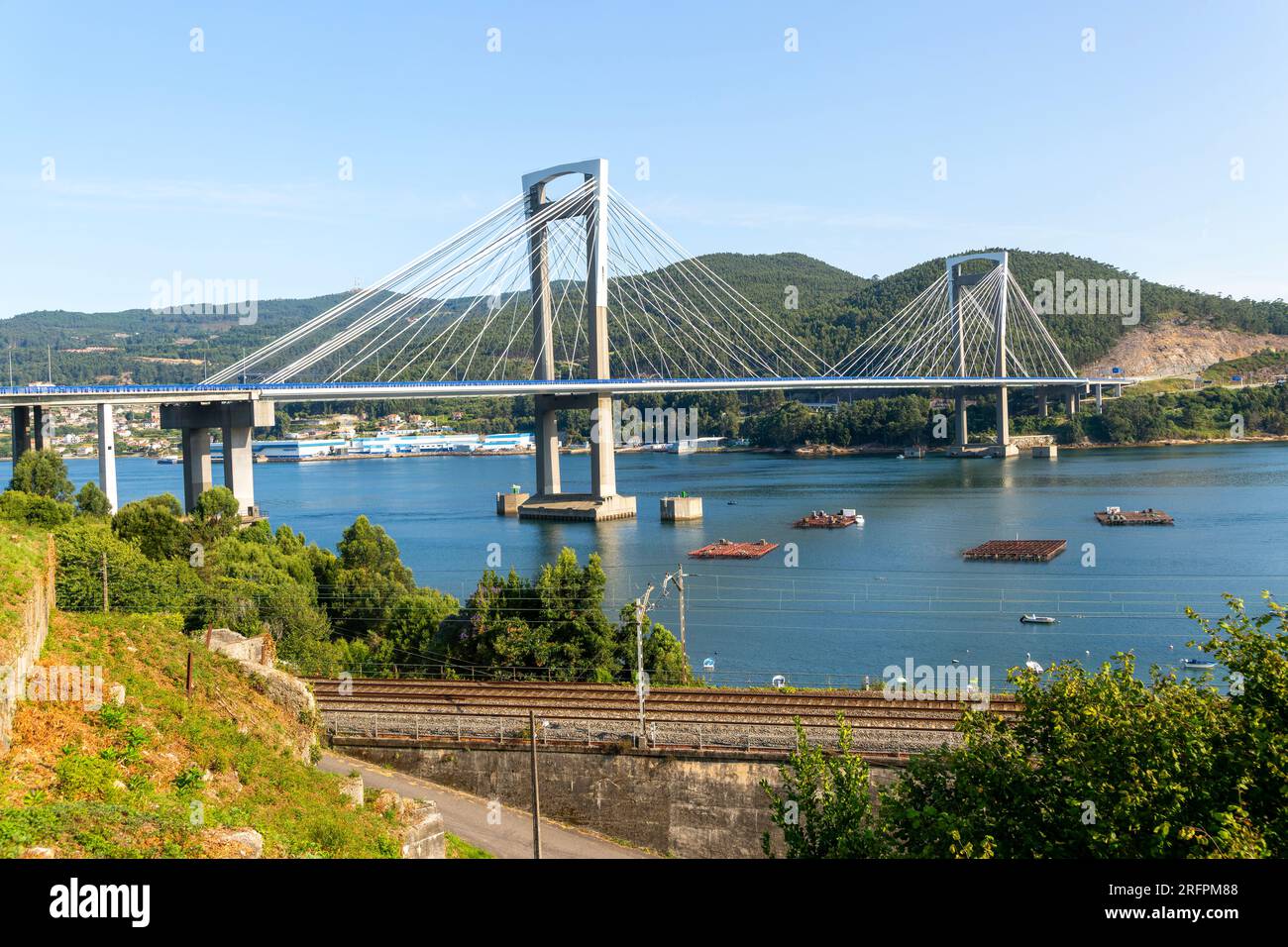 Ponte de Rande bridge, Puente de Rande, Ria de Vigo estuary, Rande ...