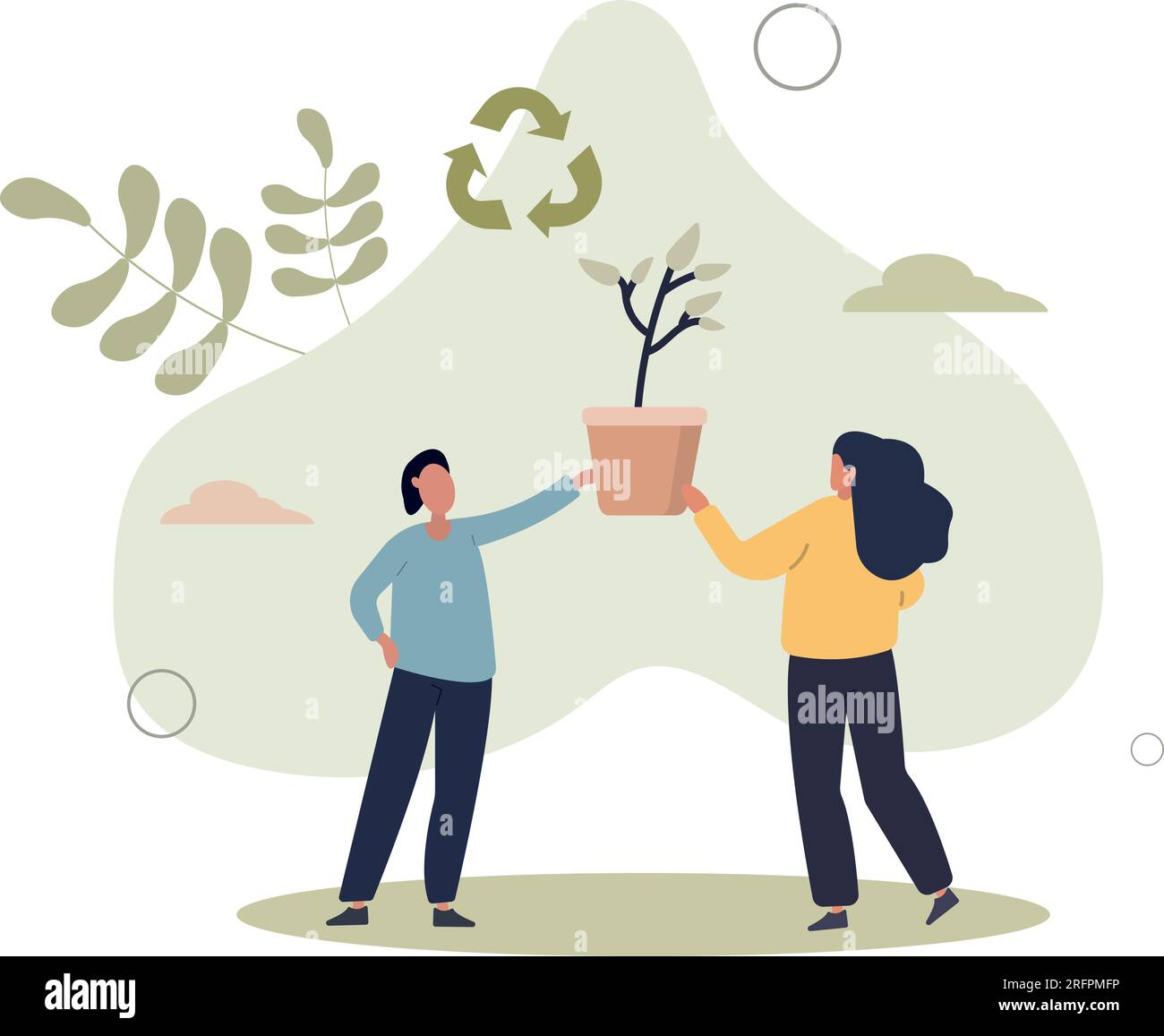 Environment care as green and nature friendly recycling.flat vector ...