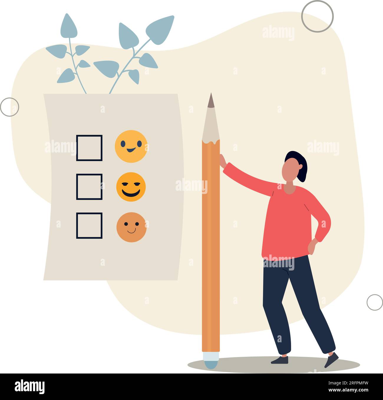 man holding pencil thinking about experience and giving rating on ...