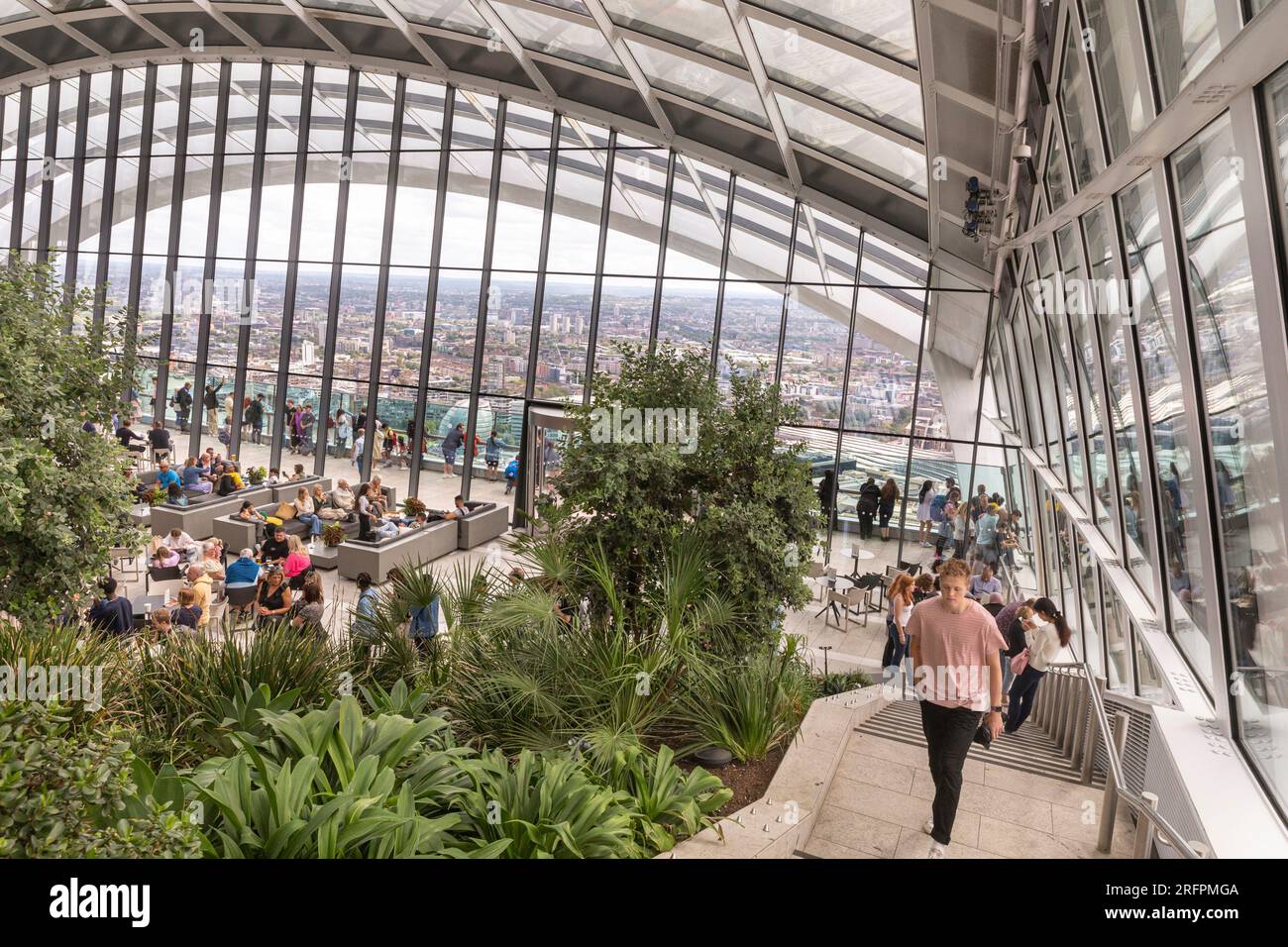 The Sky Garden observation deck, roof garden and bars on top of the ...