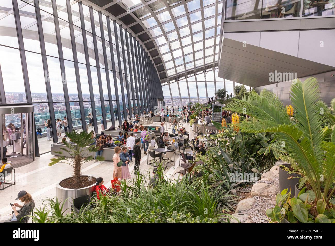 The Sky Garden observation deck, roof garden and bars on top of the ...
