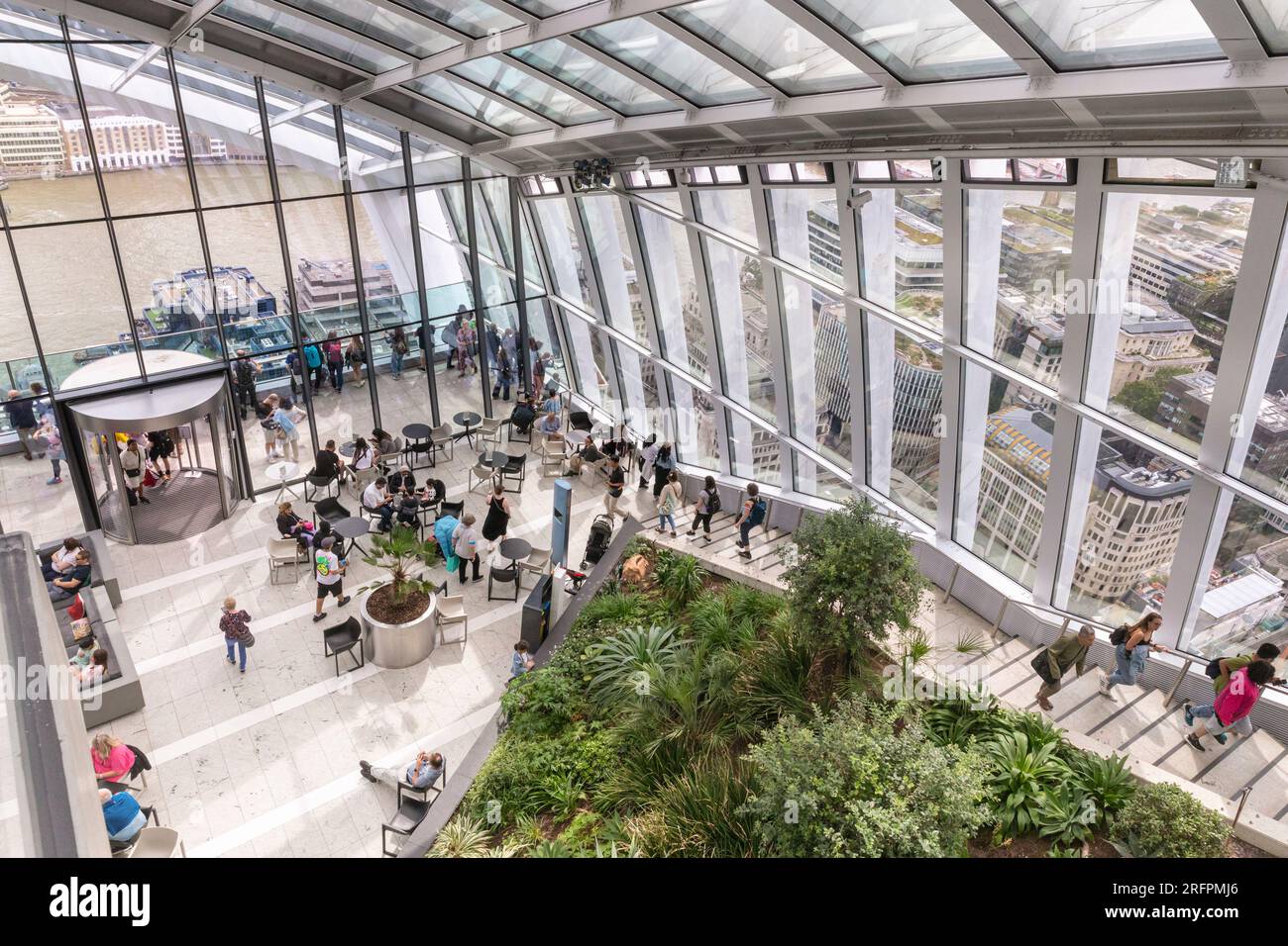 The Sky Garden observation deck, roof garden and bars on top of the ...