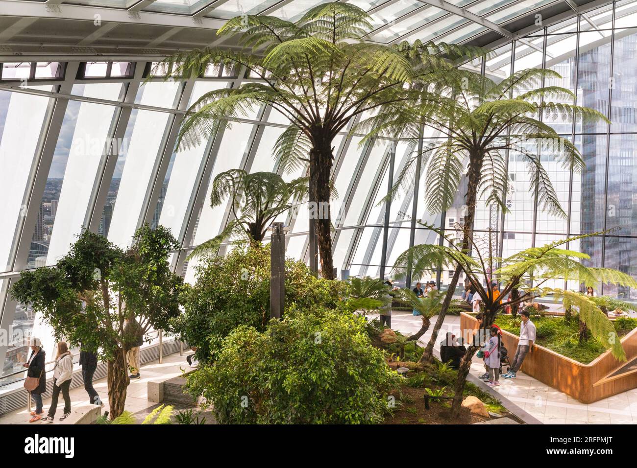 The Sky Garden observation deck, roof garden and bars on top of the ...