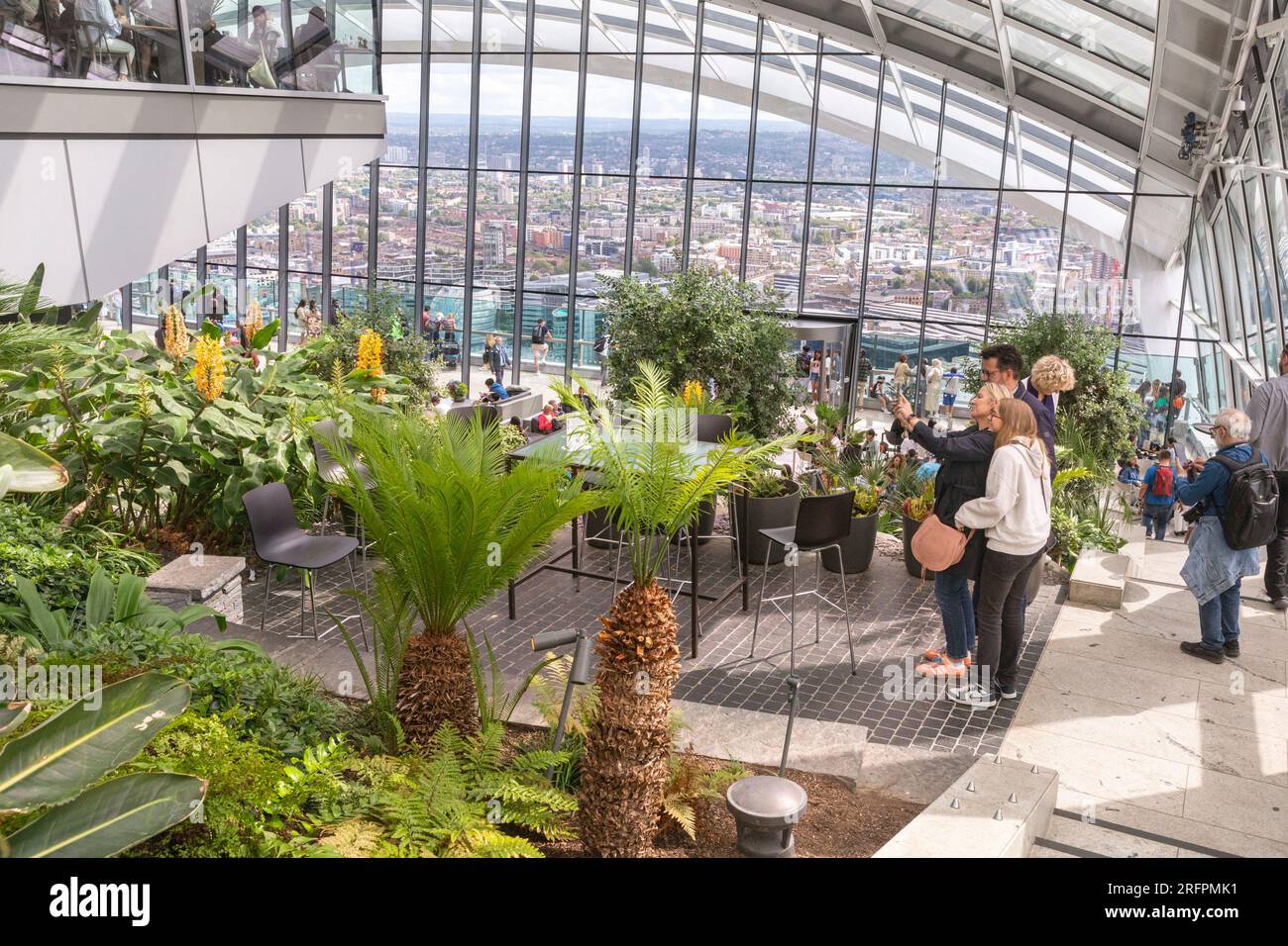 The Sky Garden observation deck, roof garden and bars on top of the ...