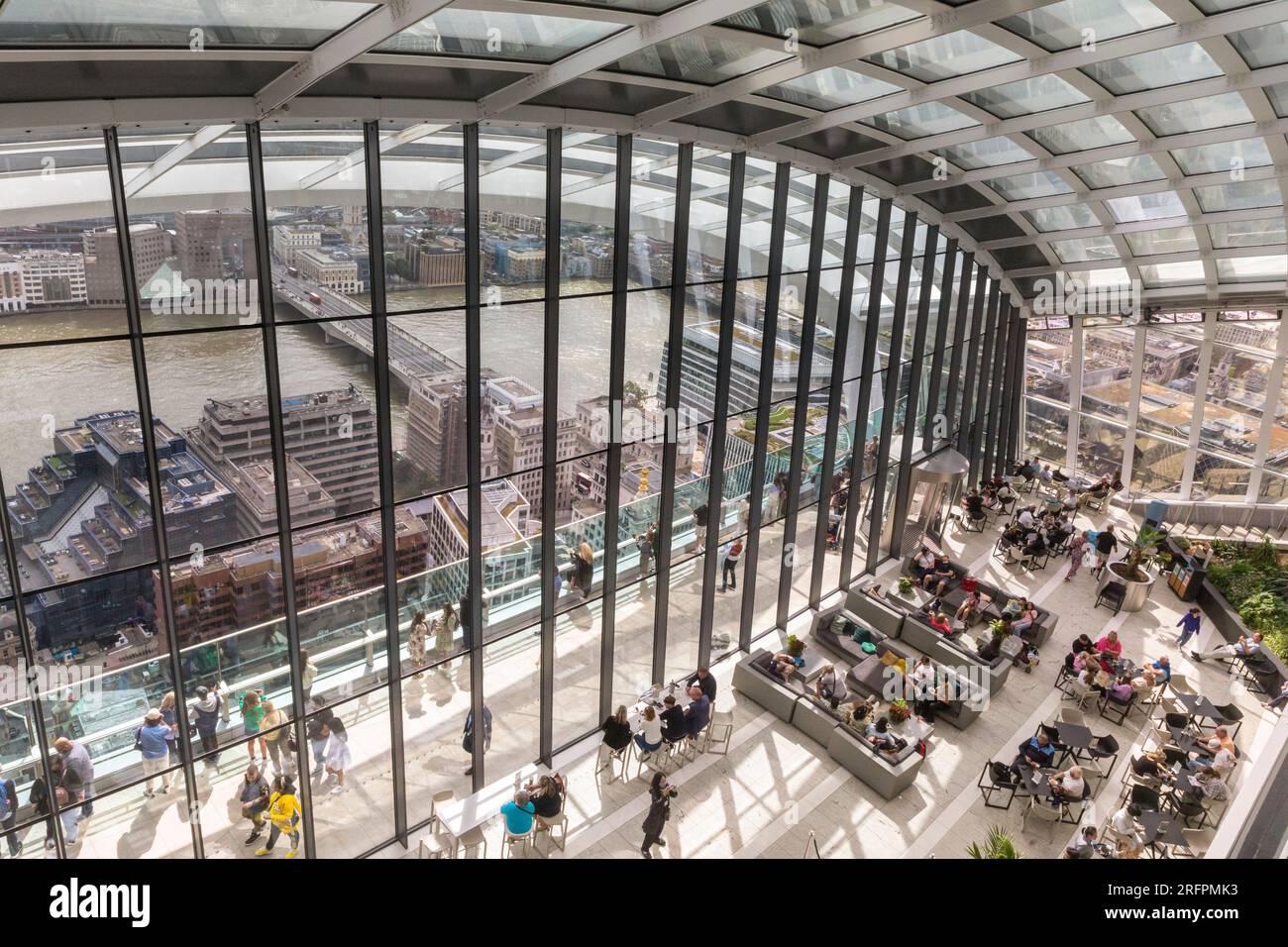 The Sky Garden observation deck, roof garden and bars on top of the ...