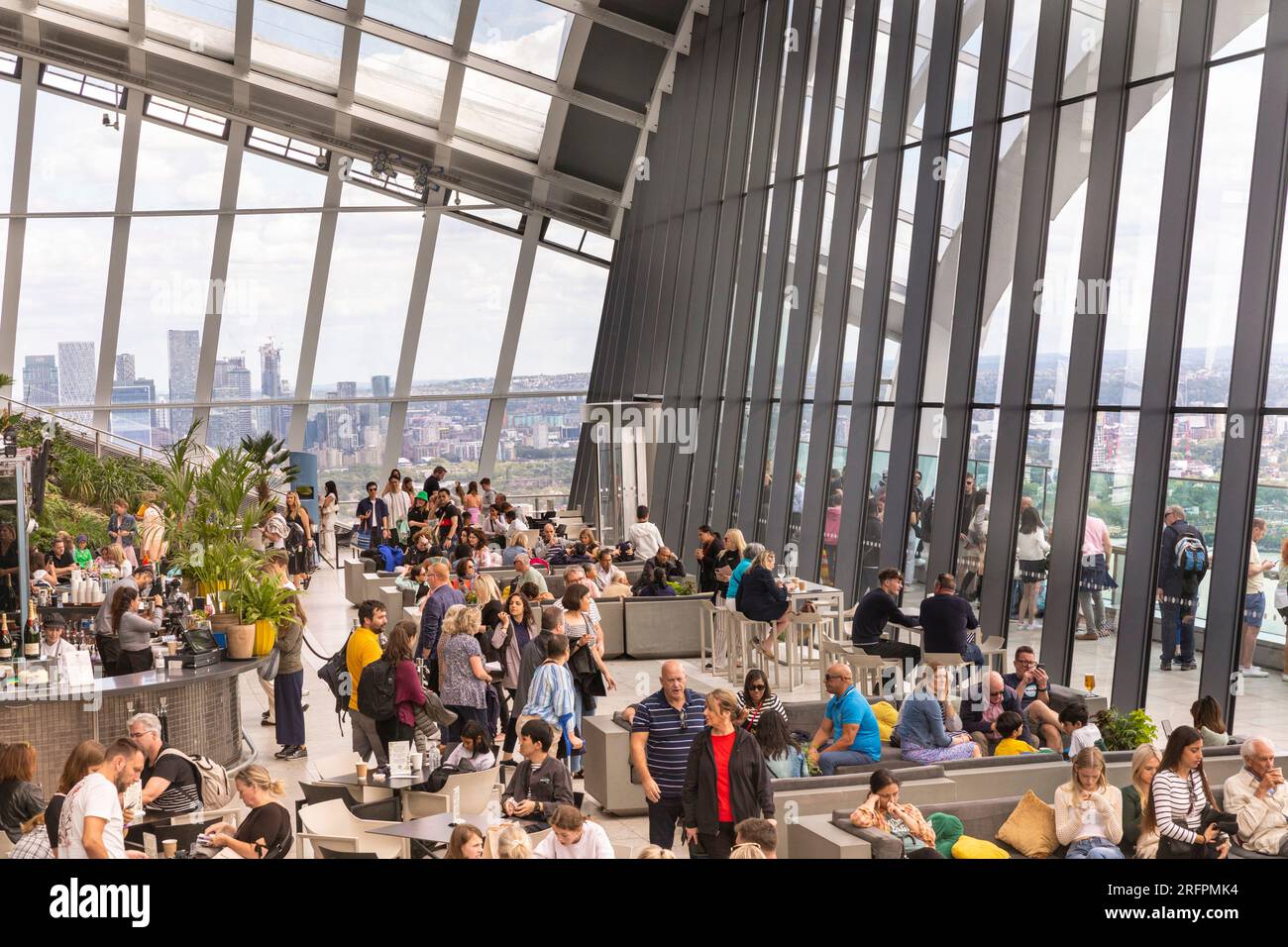 The Sky Garden observation deck, roof garden and bars on top of the ...