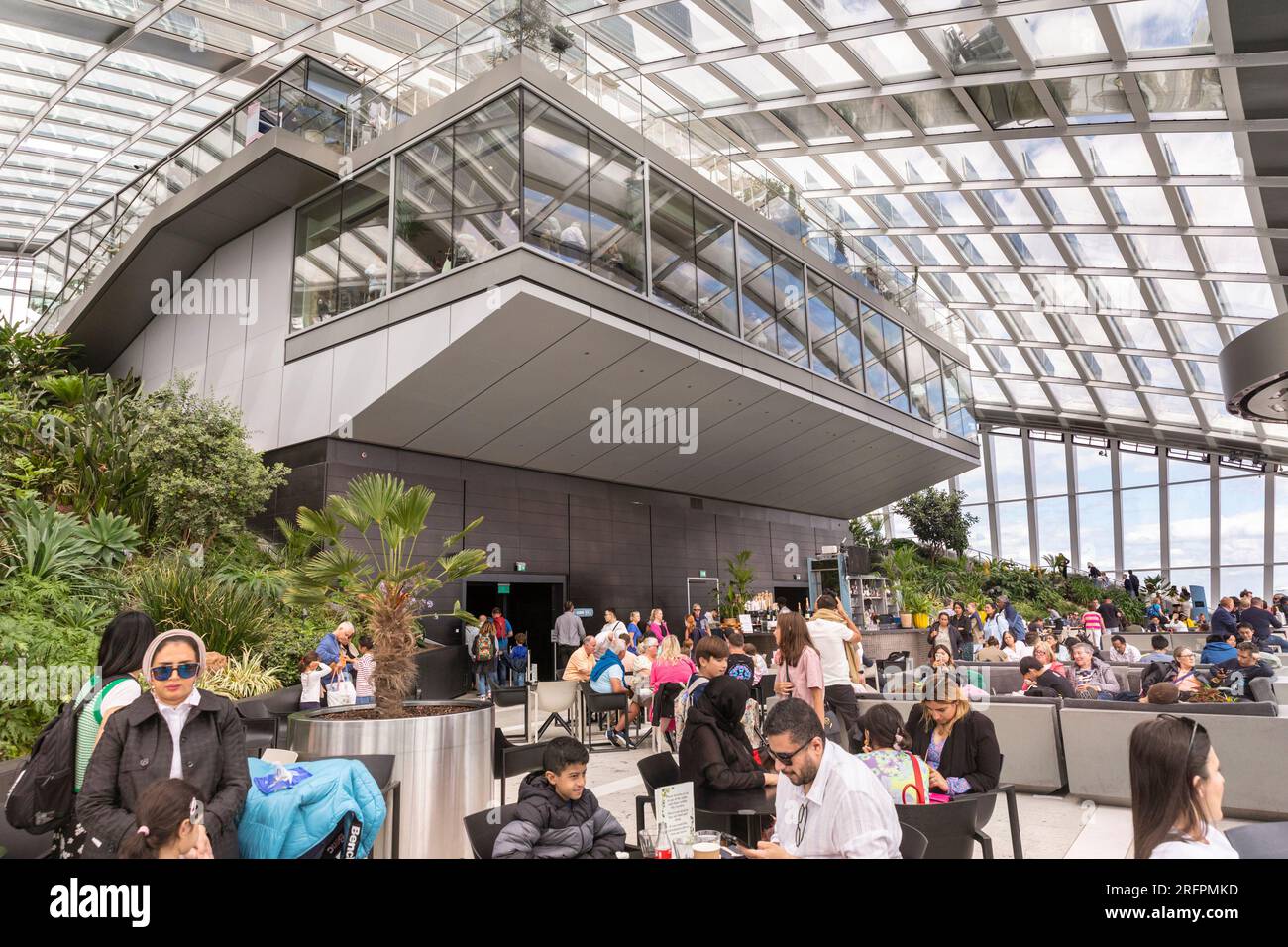 The Sky Garden observation deck, roof garden and bars on top of the ...