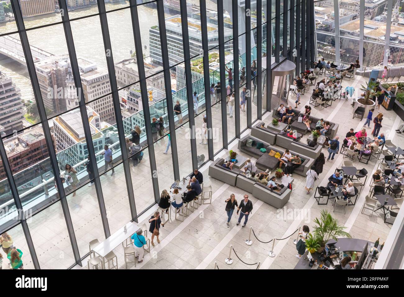 The Sky Garden observation deck, roof garden and bars on top of the ...