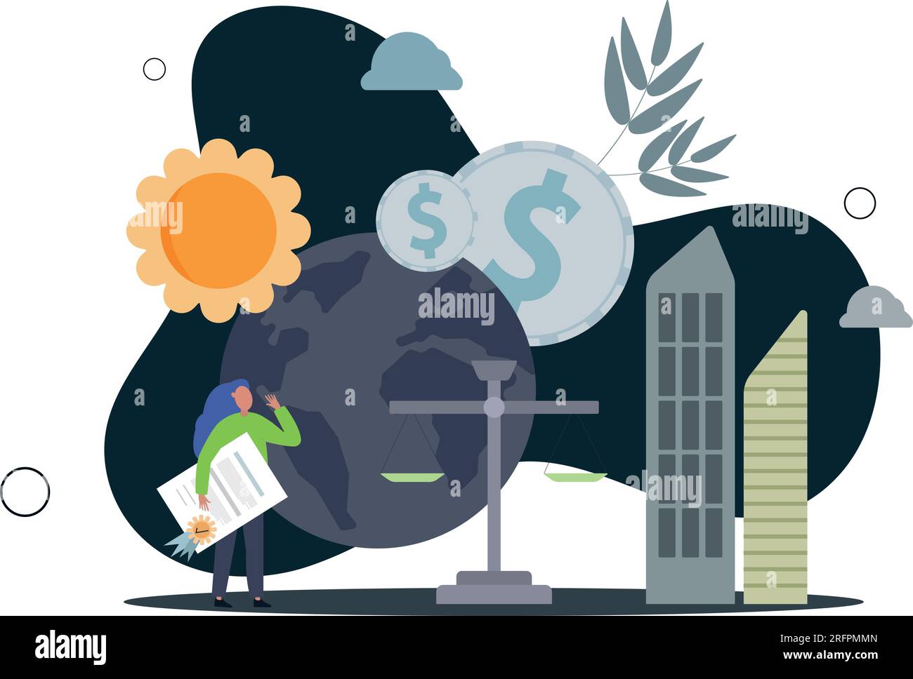 ESG or environmental social governance for ecological and sustainable investment strategy .Green ...