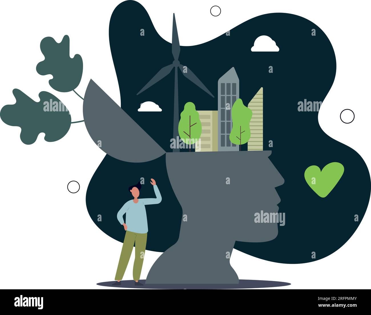 Green thinking as sustainable and ecological lifestyle.flat vector ...