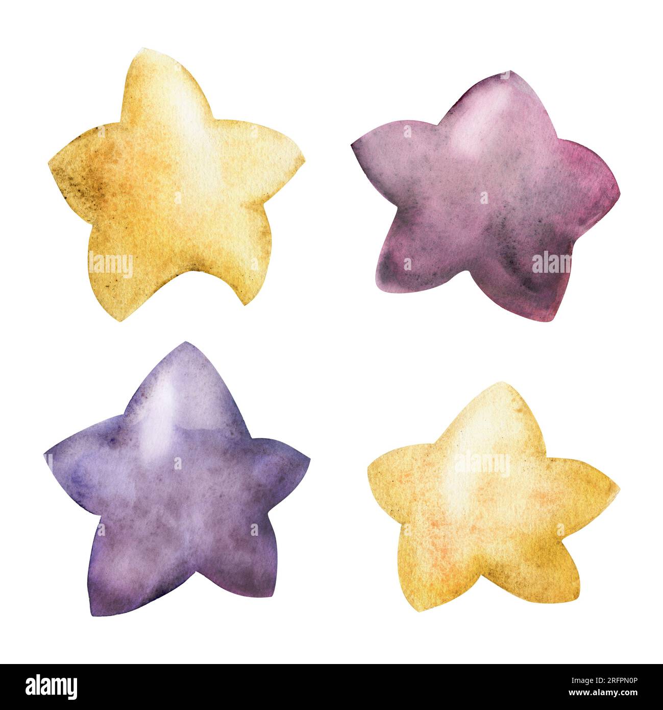 Watercolor hand drawn illustration, magical cosmos universe items, gold ...