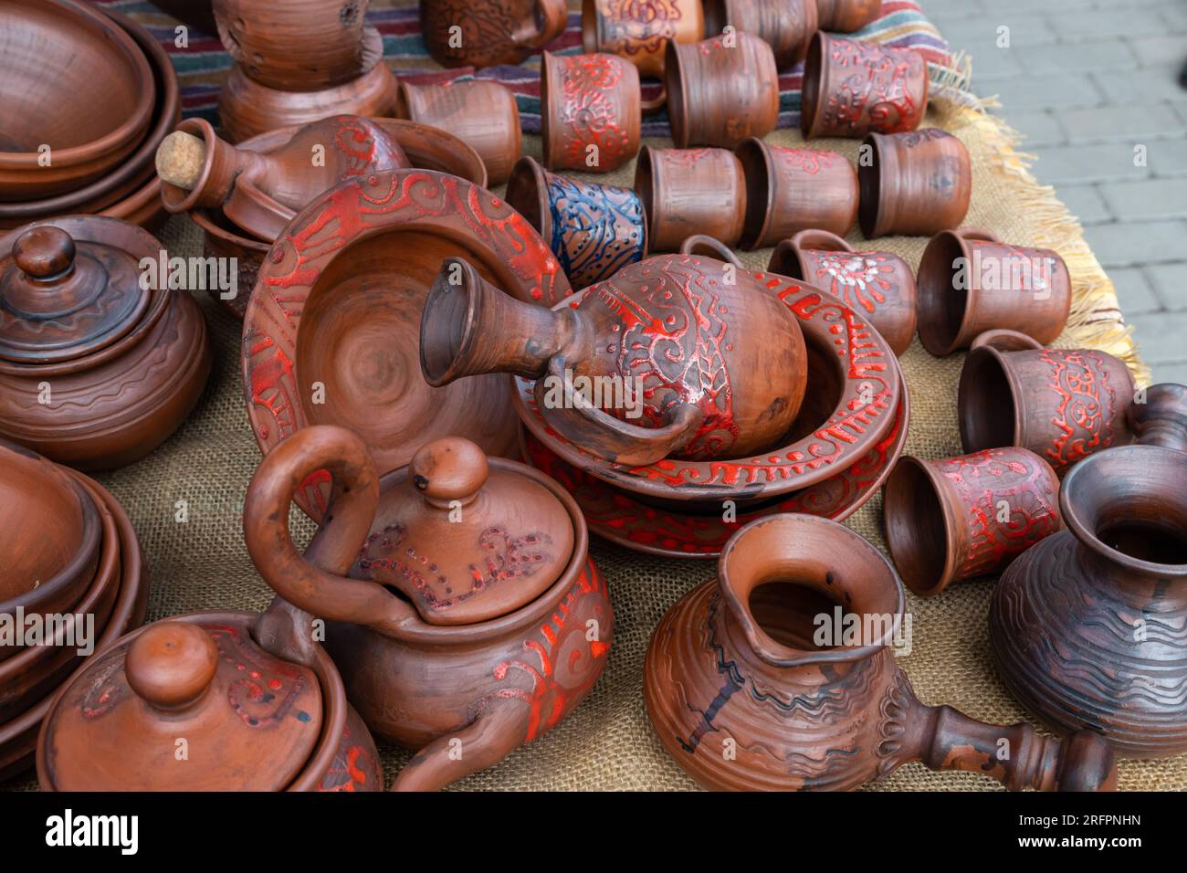 Traditional homemade ceramic pots on traditional crafts fair Stock ...