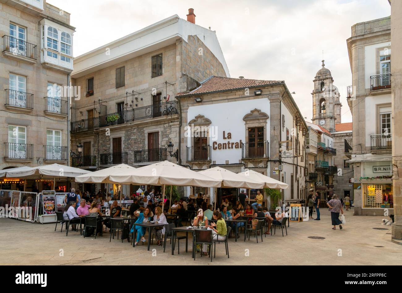 People and street cafes bars, Plaza de la Constitucion square, old town ...