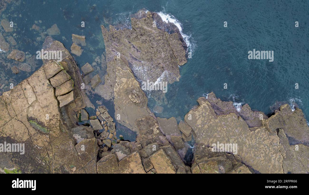 An aerial view of Filey Brigg on the North Yorkshire Coast Stock Photo ...
