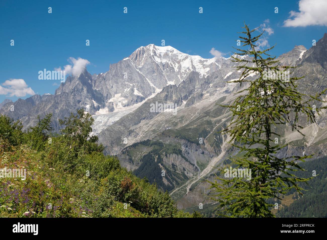 The Mont Blanc massif from Val Ferret valley in Italy Stock Photo - Alamy