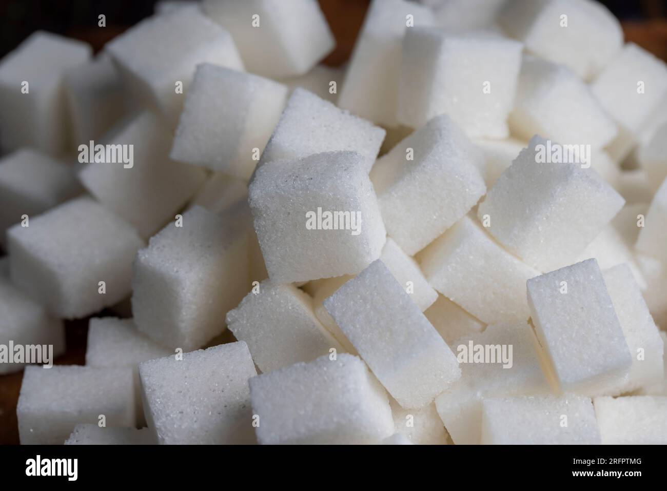 Refined white beet sugar, cubes of white sweet sugar from sugar beet ...