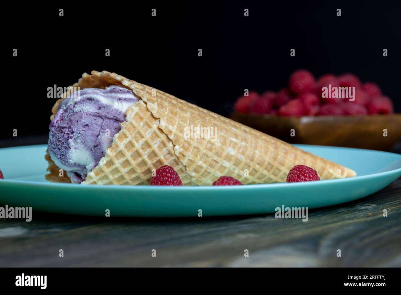 Ice cream with creamy blueberry flavor, delicious ice cream on the ...