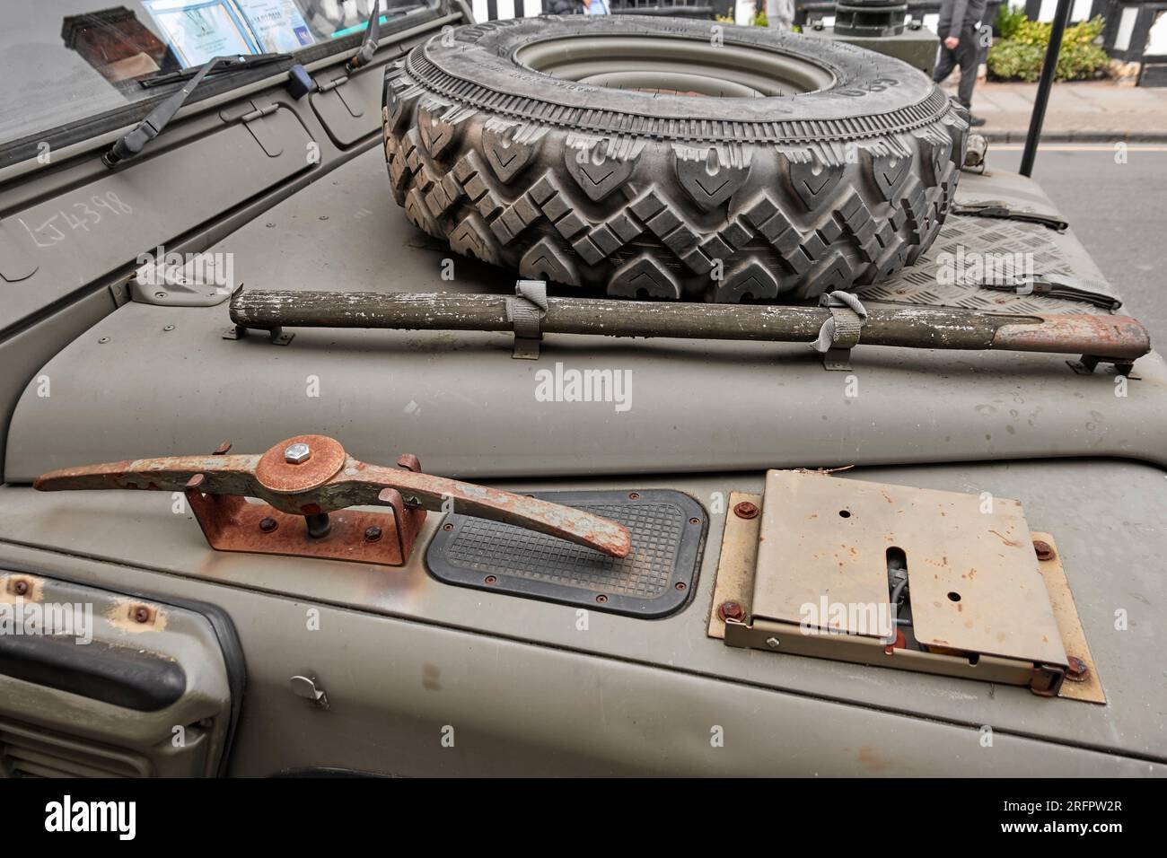 Land Rover Defender army ambulance vehicle detail of auxiliary tools ...