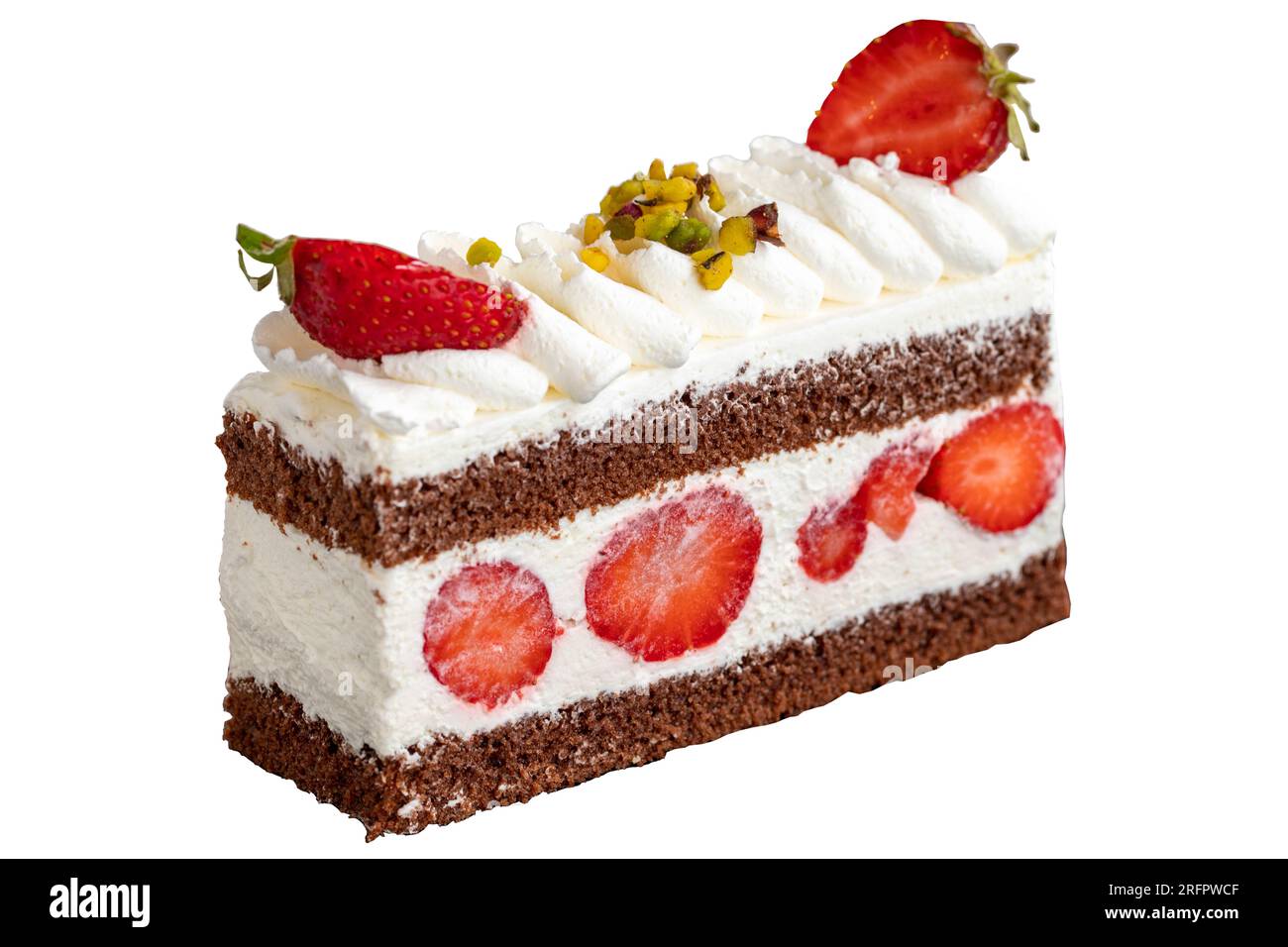 Strawberry cake isolated on white background. Cake with cream filling ...