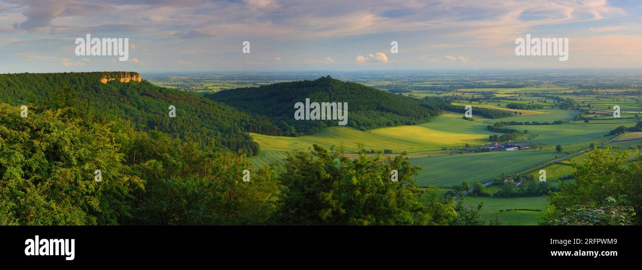 Panoramic view of Sutton Bank with the fields of North Yorkshire in the ...