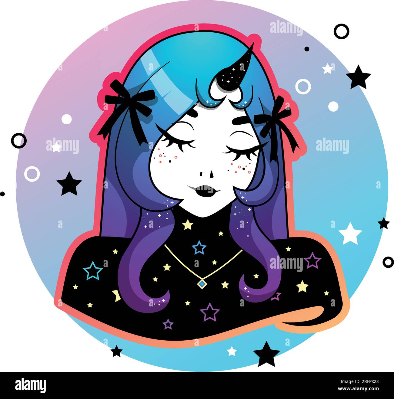 Cute cartoon colorful demon girl. Vector illustration Stock Vector ...