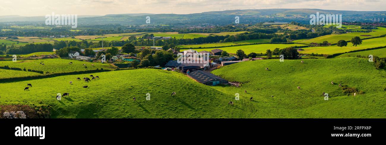 Aerial photo of Tandle Hill country park in Royton, Oldham. Manchester ...