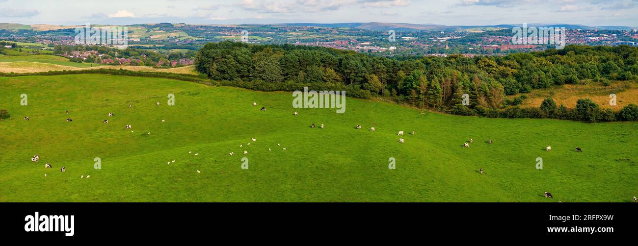 Aerial photo of Tandle Hill country park in Royton, Oldham. Manchester ...