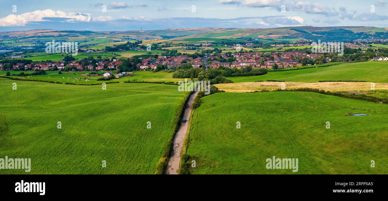 Aerial photo of Tandle Hill country park in Royton, Oldham. Manchester ...