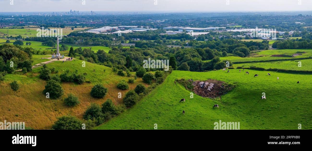 Aerial photo of Tandle Hill country park in Royton, Oldham. Manchester ...