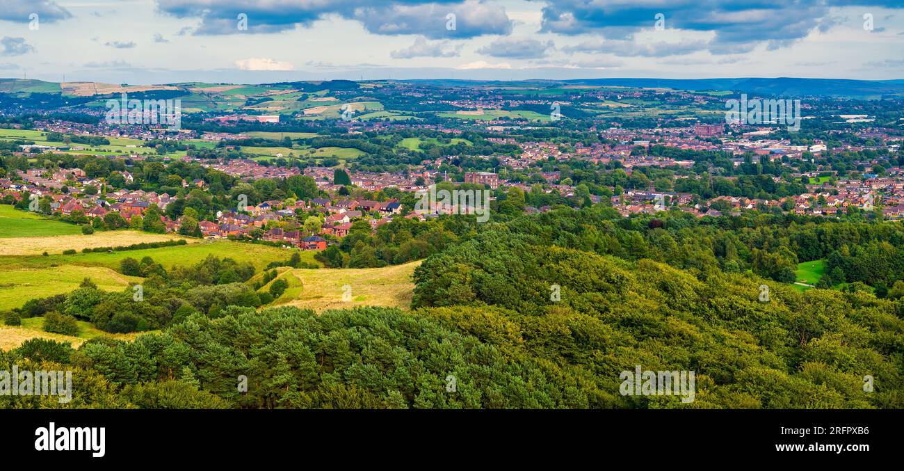 Aerial photo of Tandle Hill country park in Royton, Oldham. Manchester ...