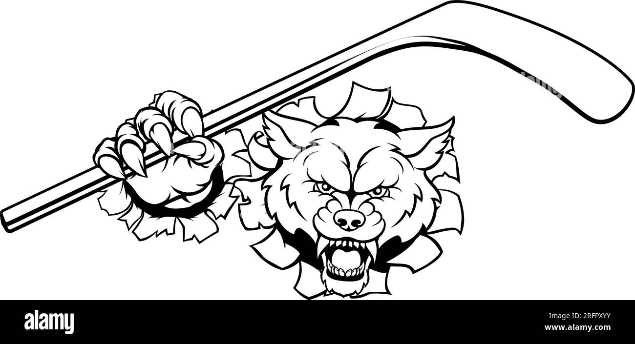 Wolf Ice Hockey Player Animal Sports Mascot Stock Vector Image & Art ...
