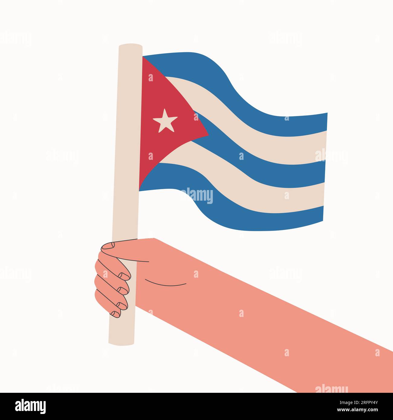 Red and white striped flag with blue triangle store