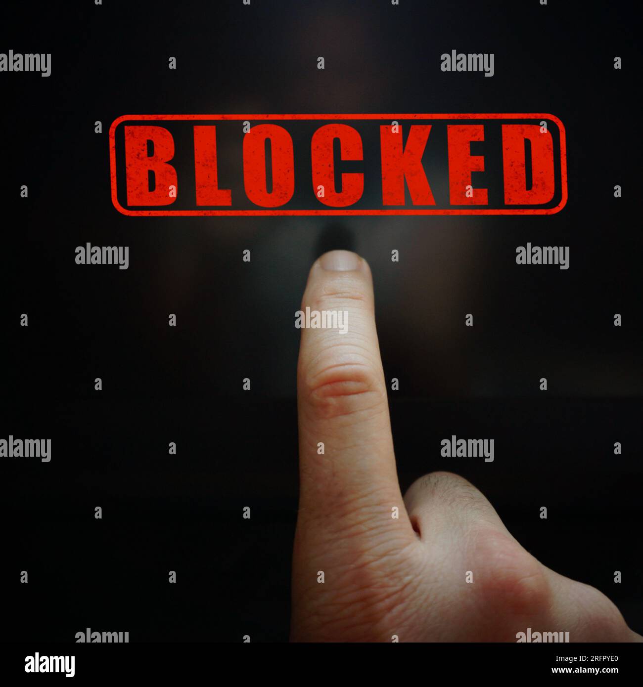 index finger pointing at a locked digital screen Stock Photo - Alamy