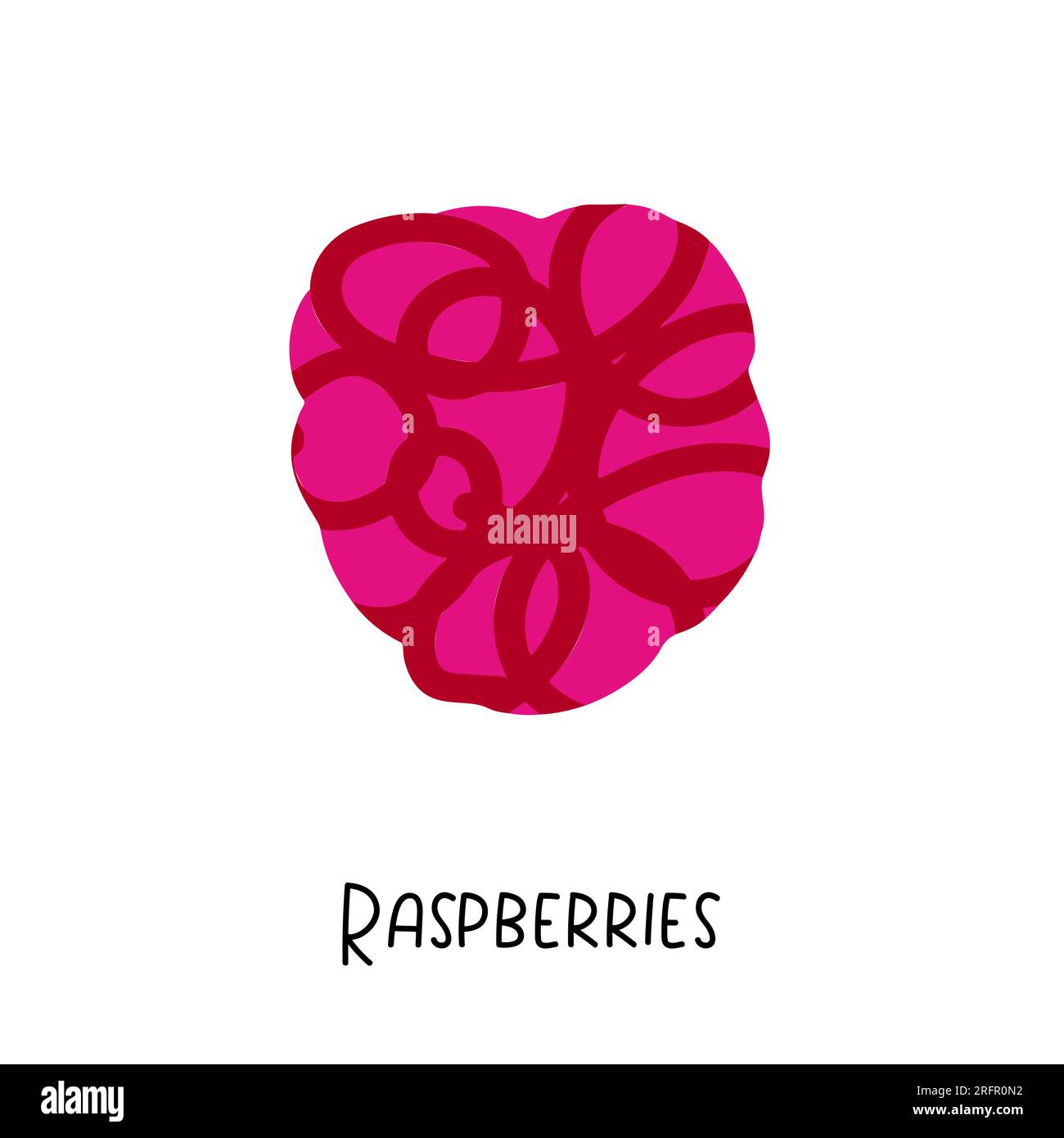 Raspberries illustration with texture isolated on white background ...
