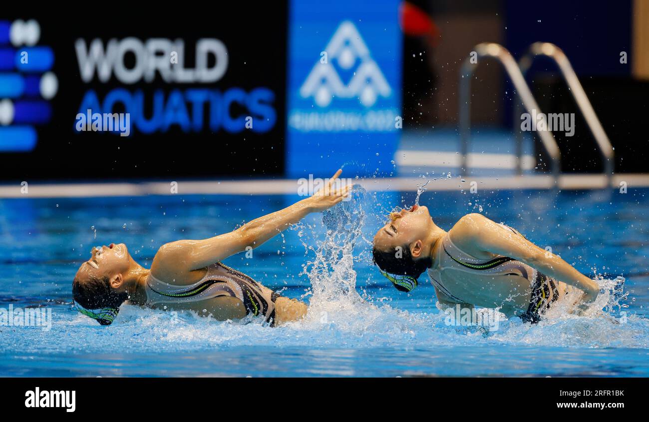 Fukuoka, Japan. 14 July, 2023: I Ao Weng and Cheng Han Chau of Macao ...