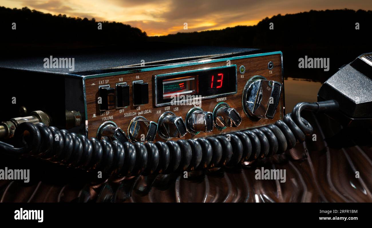 Shortwave transceiver on channel 24 resting on a wavy bronze colored ...