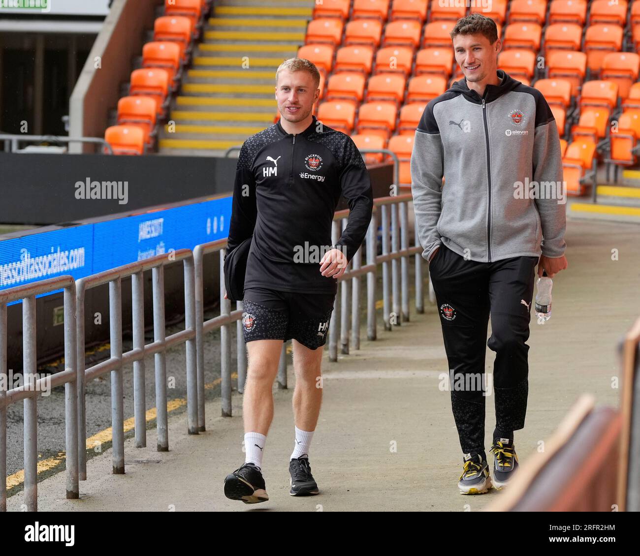 Matty Virtue #17 of Blackpool arrives at the stadium before the Sky Bet ...
